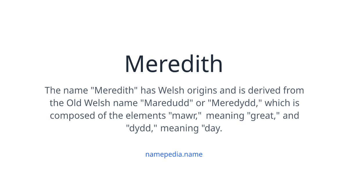 Meredith - Meaning, Nicknames, Origins and More | Namepedia