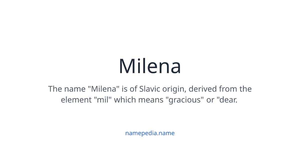 Milena Meaning, Origin, Nicknames & Popularity | Namepedia