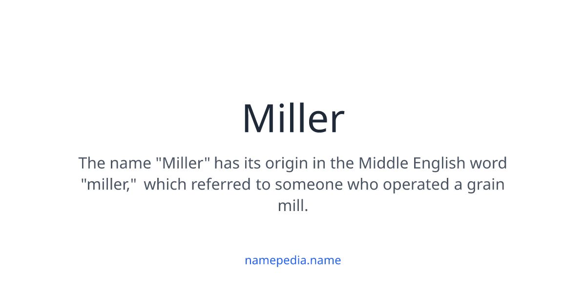 Miller - Meaning, Nicknames, Origins and More | Namepedia
