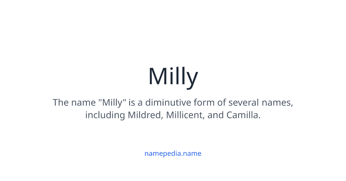 Milly - Meaning, Nicknames, Origins and More | Namepedia