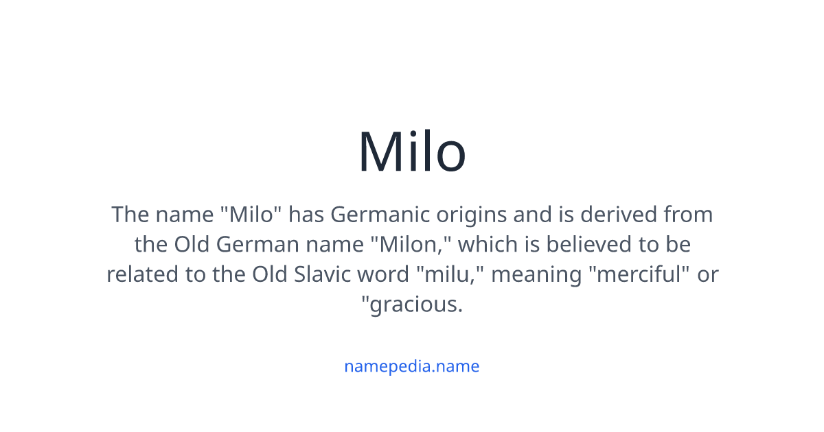 Milo - Meaning, Nicknames, Origins and More | Namepedia