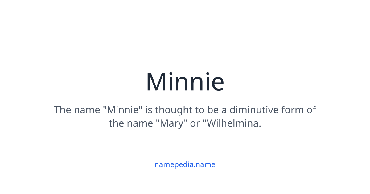 Minnie - Meaning, Nicknames, Origins and More | Namepedia