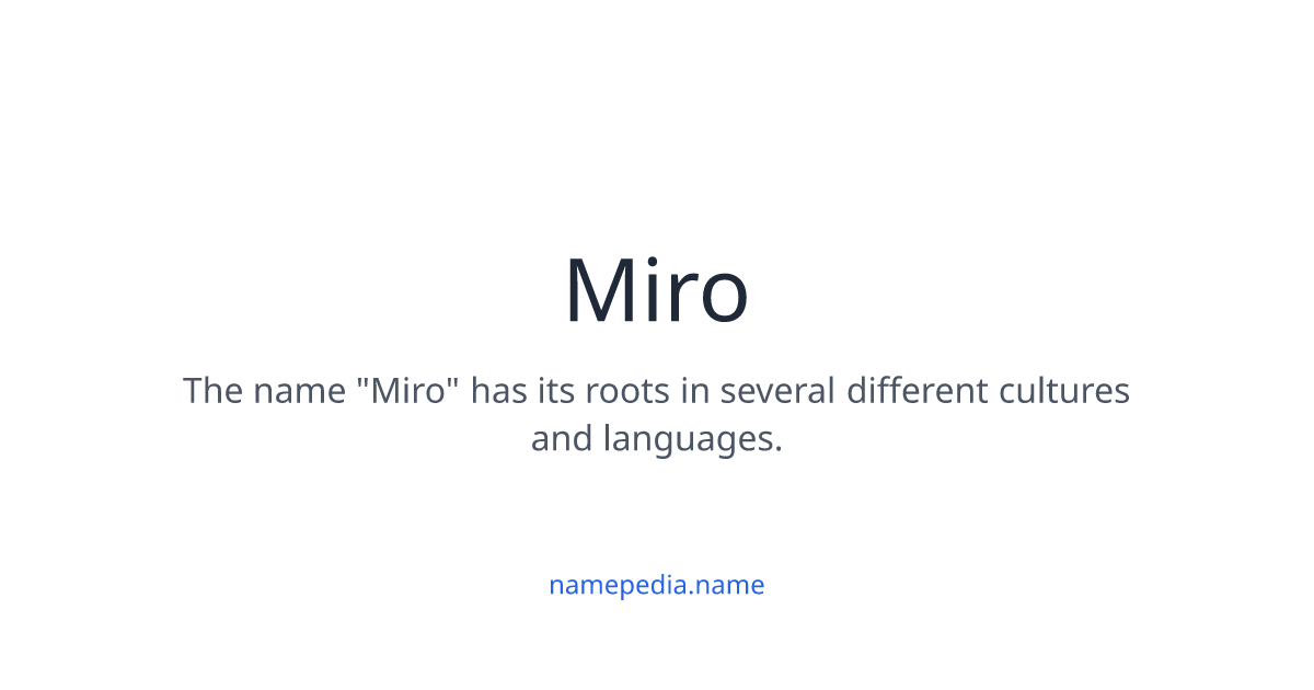 Miro - Meaning, Nicknames, Origins and More | Namepedia