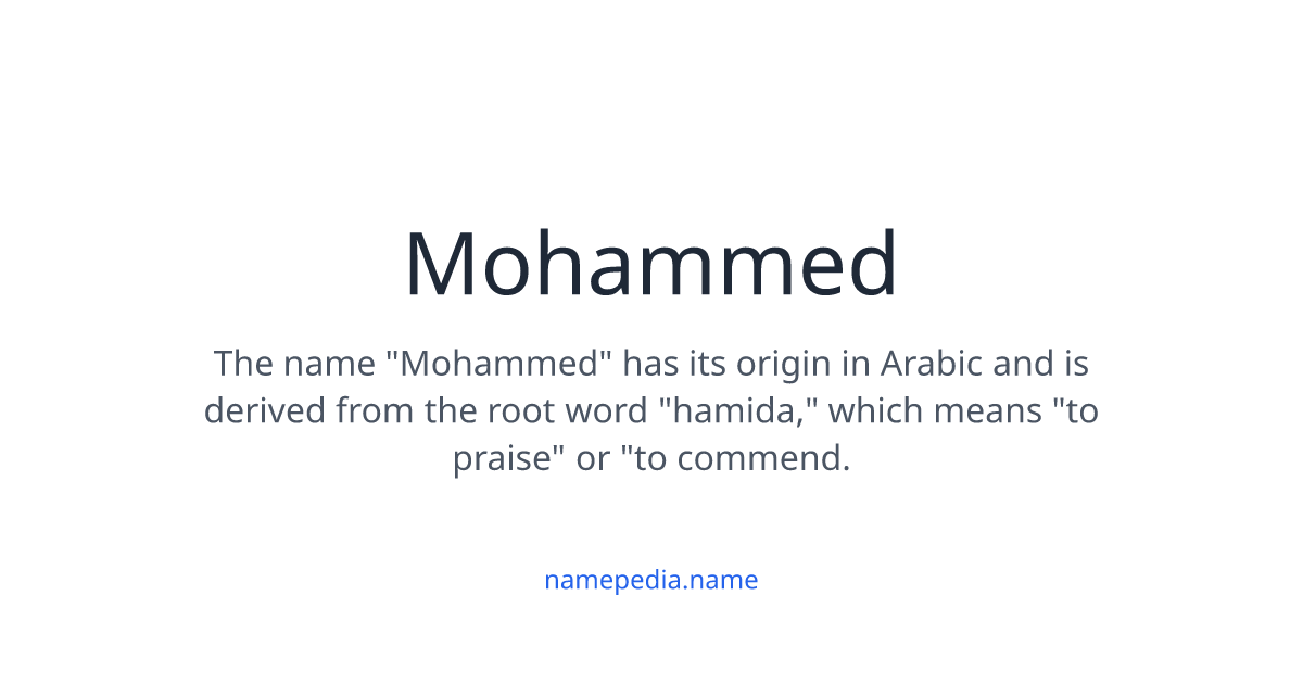 Mohammed - Meaning, Nicknames, Origins and More | Namepedia