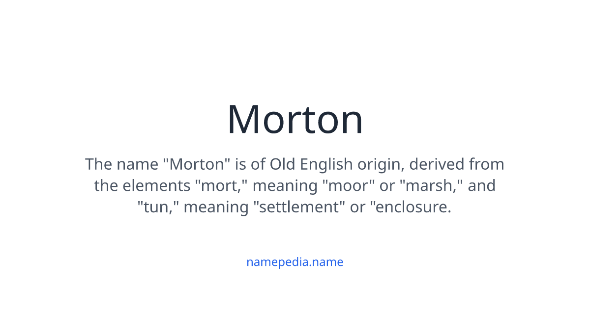 Morton Meaning, Origin, Nicknames & Popularity | Namepedia