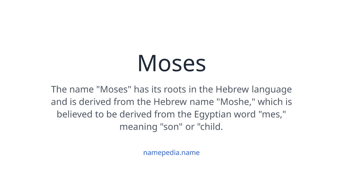 Moses - Meaning, Nicknames, Origins and More | Namepedia