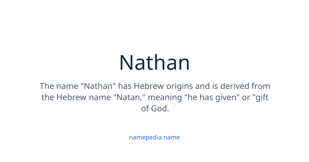 Nathan - Meaning, Nicknames, Origins and More | Namepedia