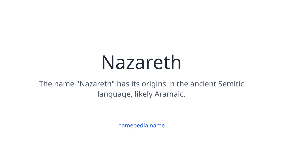 Nazareth - Meaning, Nicknames, Origins and More | Namepedia
