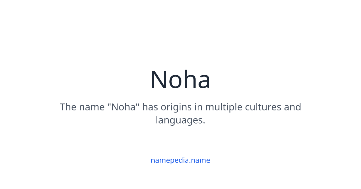 Noha Meaning, Origin, Nicknames & Popularity | Namepedia