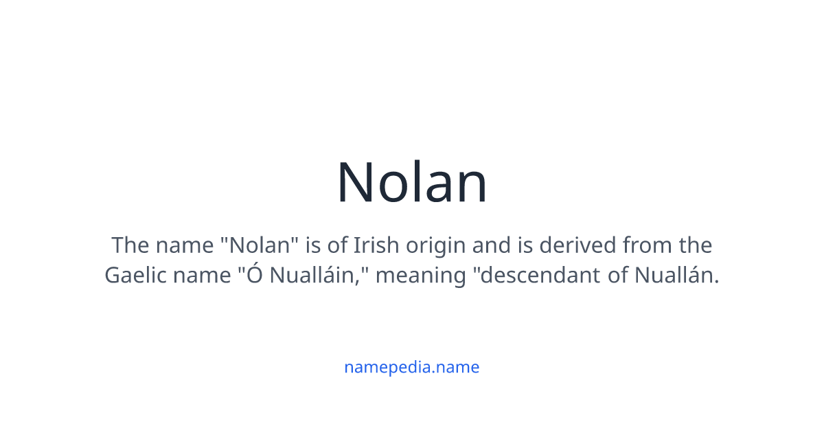 Nolan - Meaning, Nicknames, Origins and More | Namepedia