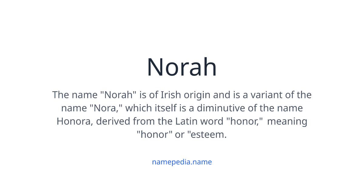 Norah - Meaning, Nicknames, Origins and More | Namepedia