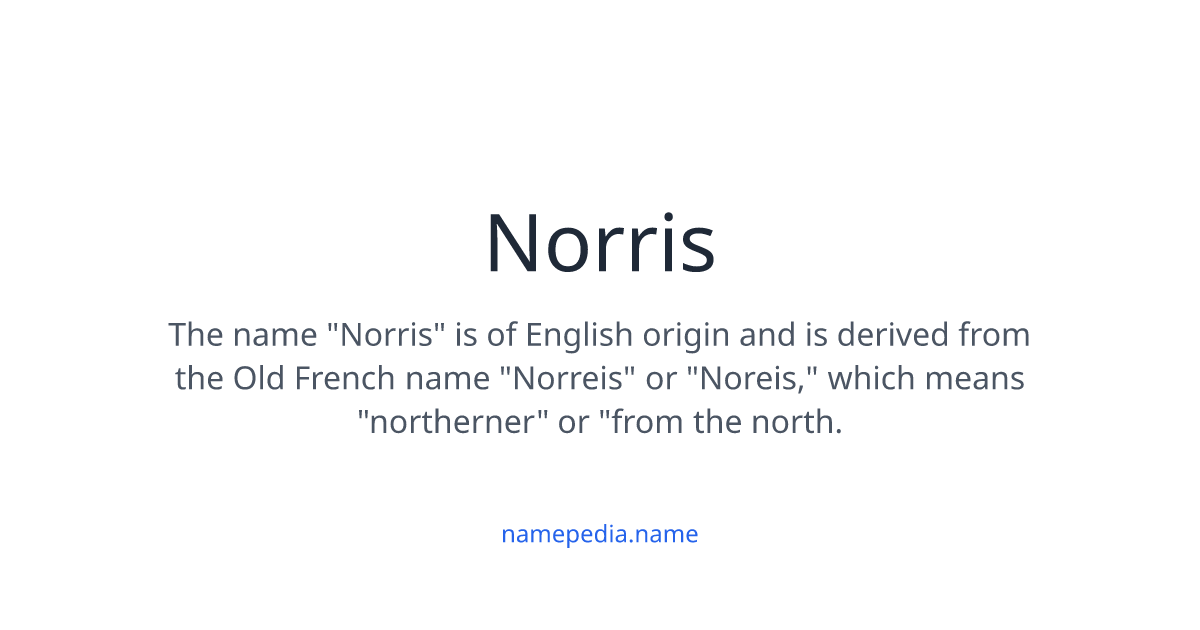 Norris - Meaning, Nicknames, Origins and More | Namepedia