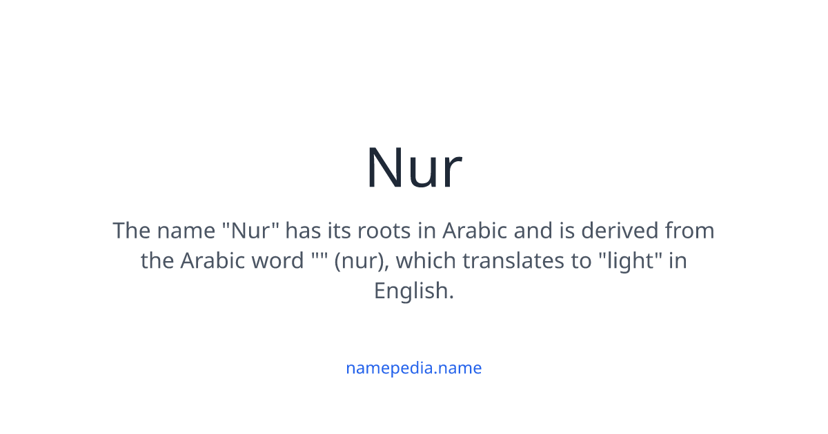 Nur - Meaning, Nicknames, Origins and More | Namepedia
