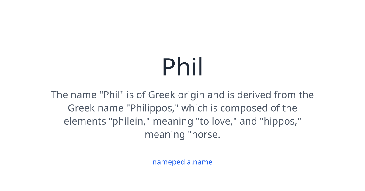 Phil - Meaning, Nicknames, Origins and More | Namepedia