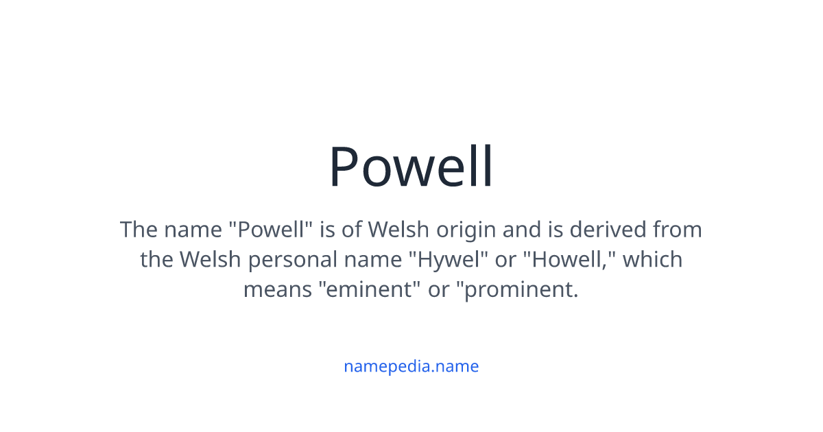 Powell - Meaning, Nicknames, Origins and More | Namepedia