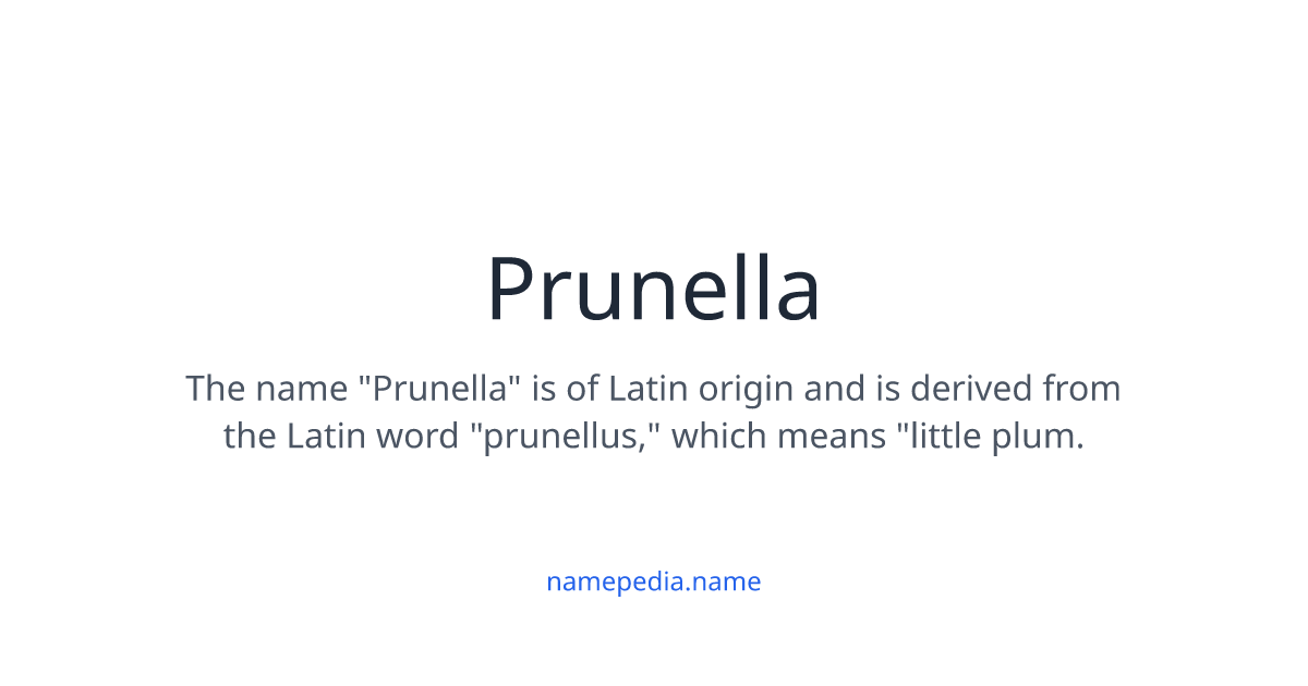 Prunella Meaning, Origin, Nicknames & Popularity | Namepedia