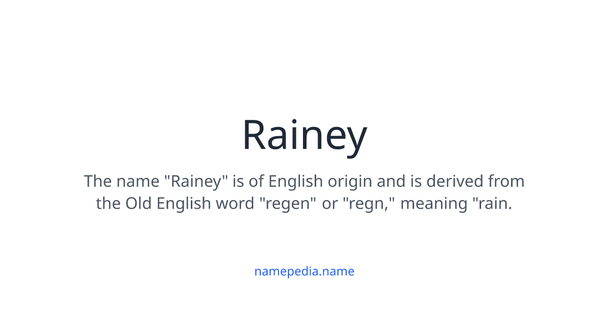 Rainey - Meaning, Nicknames, Origins and More | Namepedia