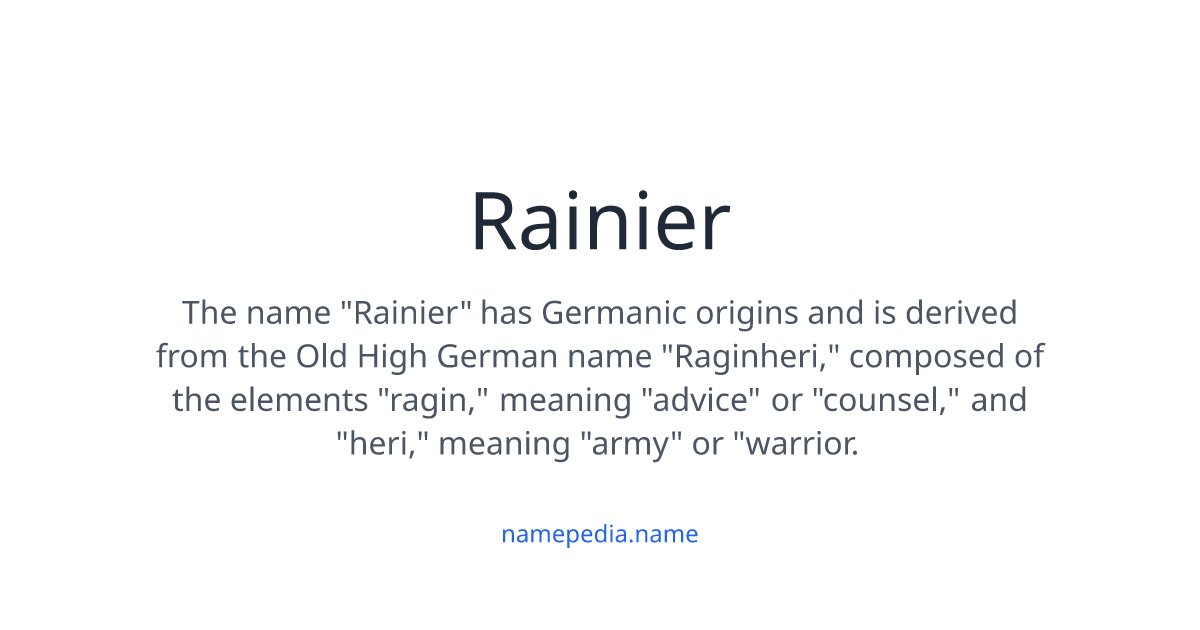 Rainier Meaning, Origin, Nicknames & Popularity | Namepedia