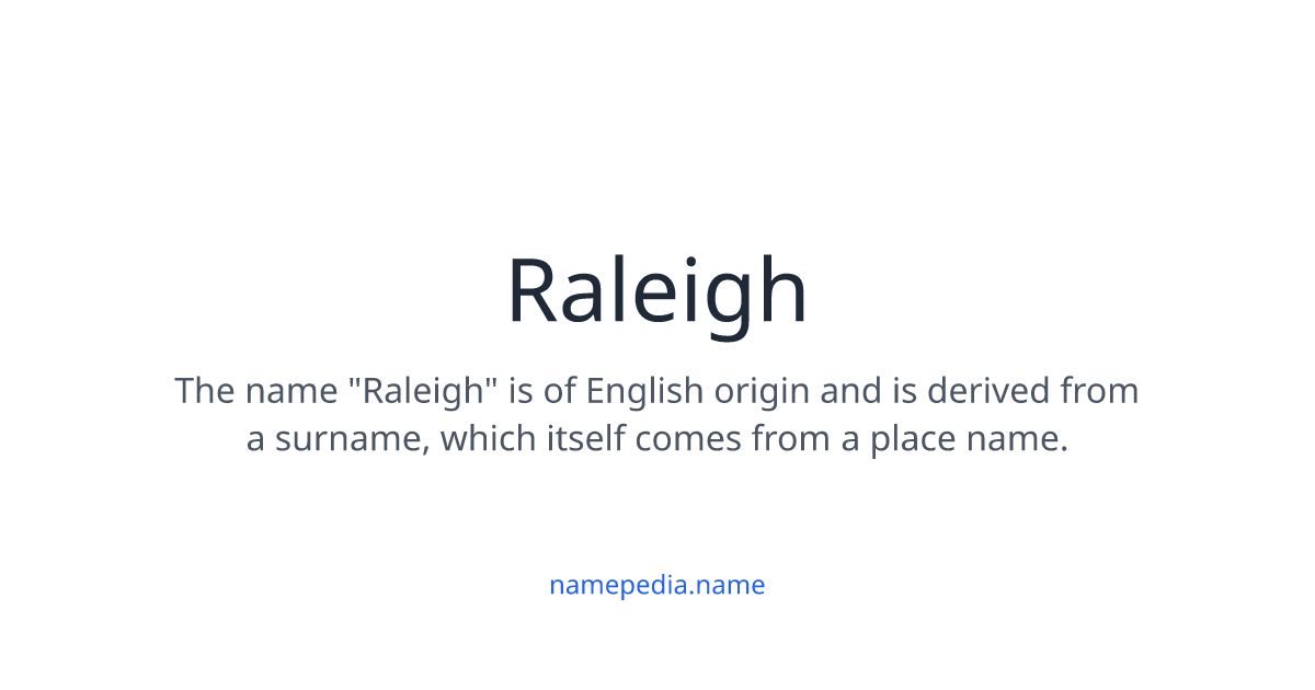 Raleigh - Meaning, Nicknames, Origins and More | Namepedia