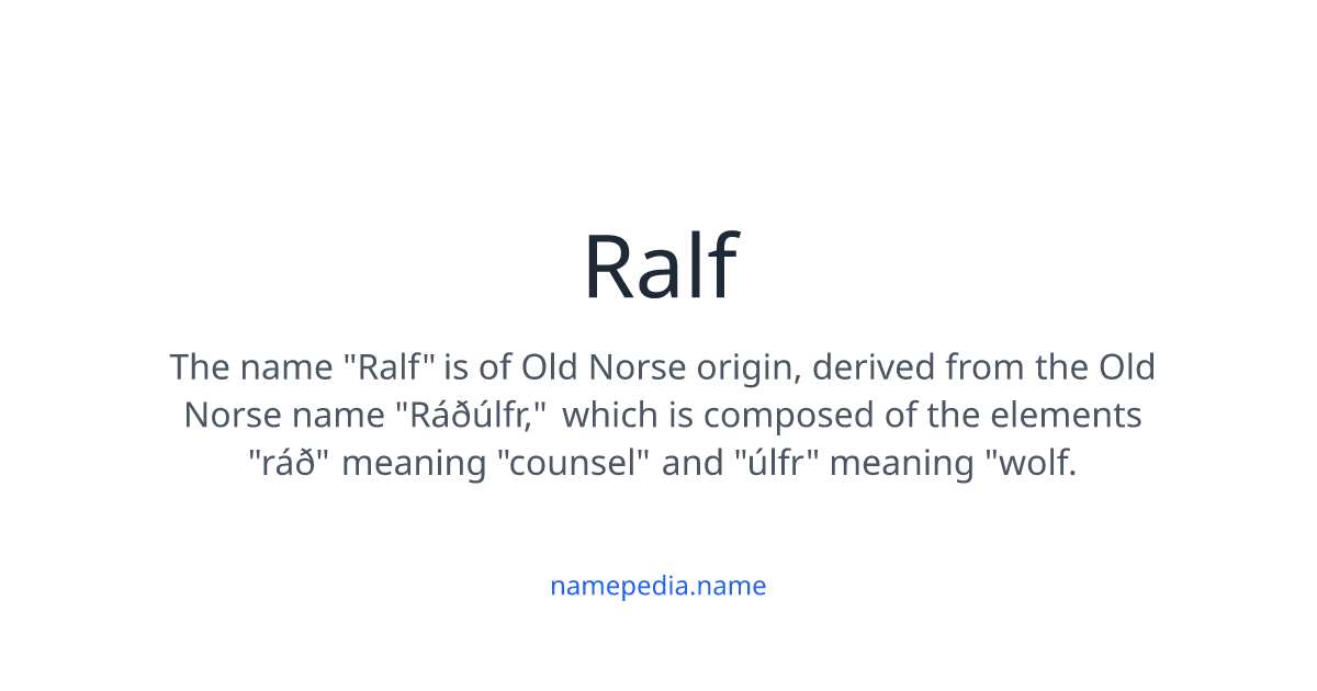 Ralf - Meaning, Nicknames, Origins and More | Namepedia