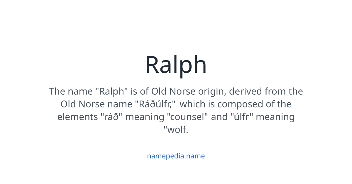 Ralph - Meaning, Nicknames, Origins and More | Namepedia