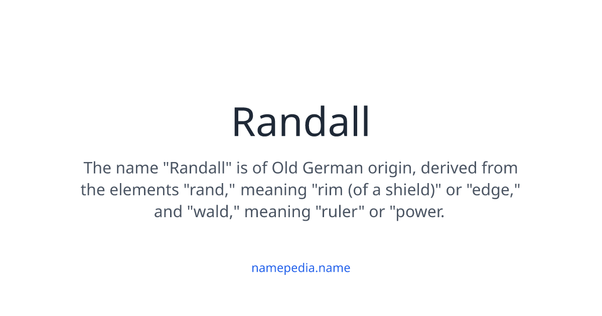 Randall - Meaning, Nicknames, Origins and More | Namepedia