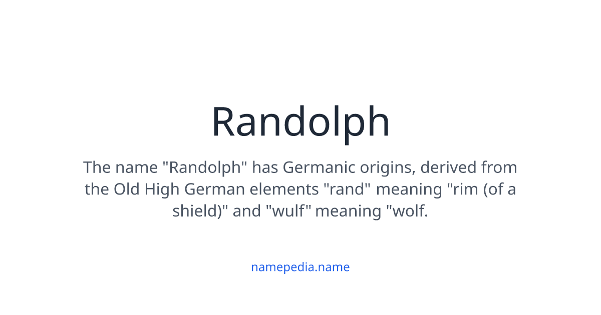 Randolph - Meaning, Nicknames, Origins and More | Namepedia