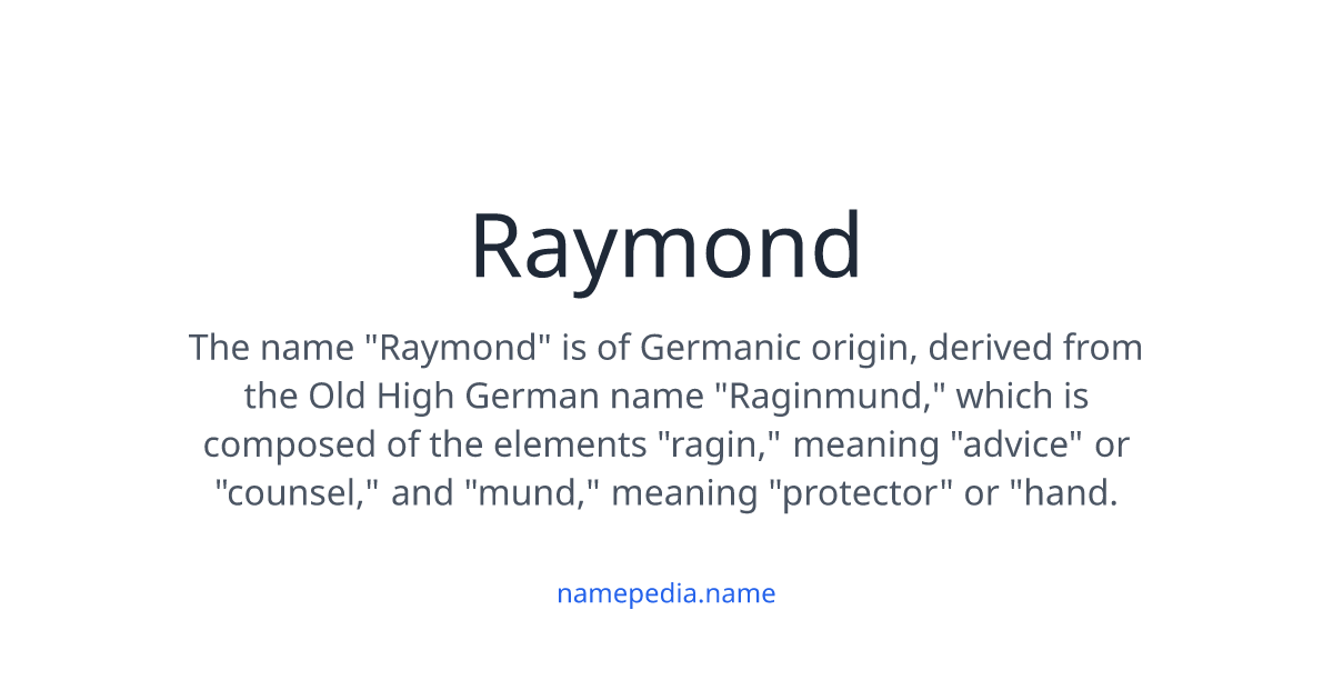 Raymond - Meaning, Nicknames, Origins and More | Namepedia