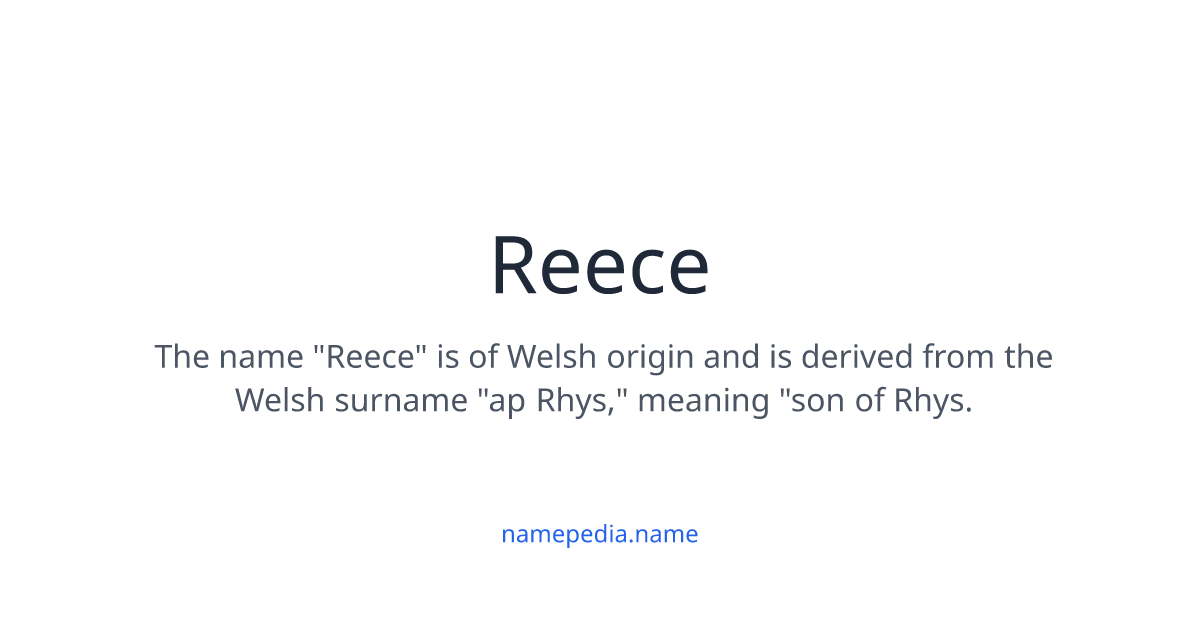 Reece - Meaning, Nicknames, Origins and More | Namepedia