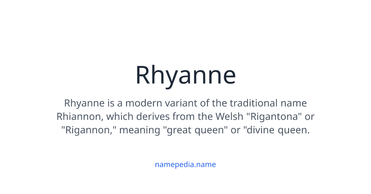 Rhyanne Meaning, Origin, Nicknames & Popularity | Namepedia