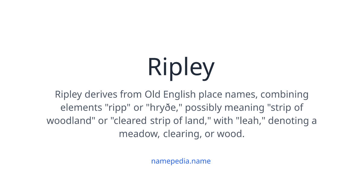 Ripley Meaning, Origin, Nicknames & Popularity | Namepedia