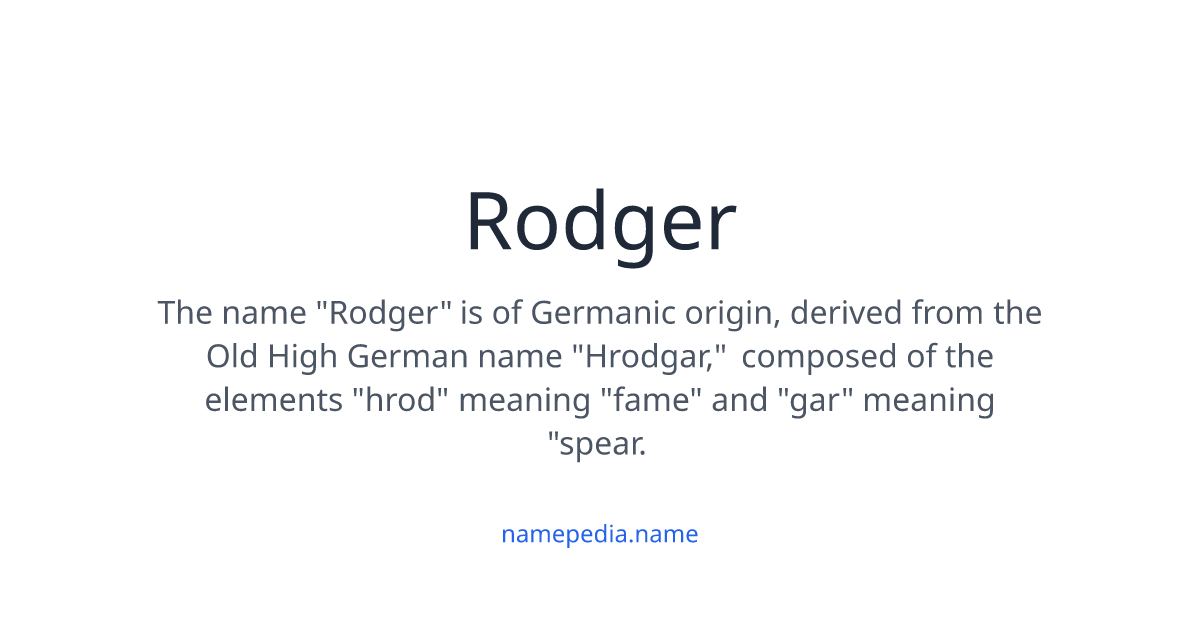 Rodger - Meaning, Nicknames, Origins and More | Namepedia