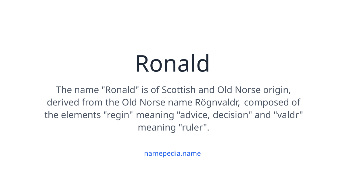 Ronald - Meaning, Nicknames, Origins and More | Namepedia