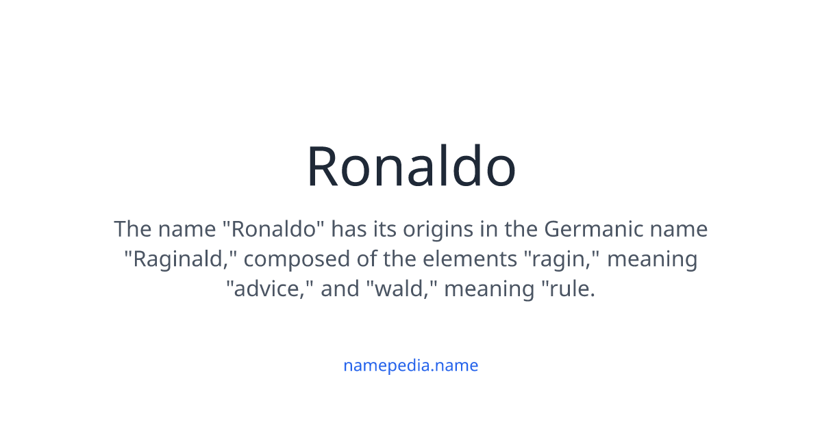 Ronaldo - Meaning, Nicknames, Origins and More | Namepedia