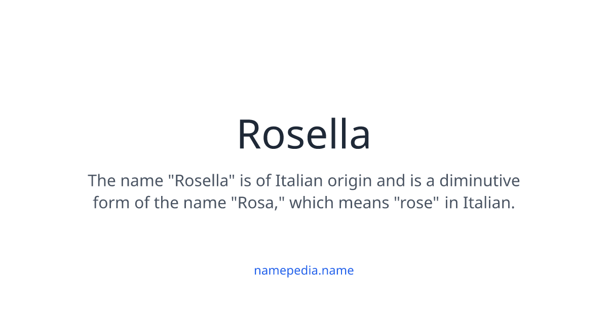 Rosella Meaning, Origin, Nicknames & Popularity | Namepedia