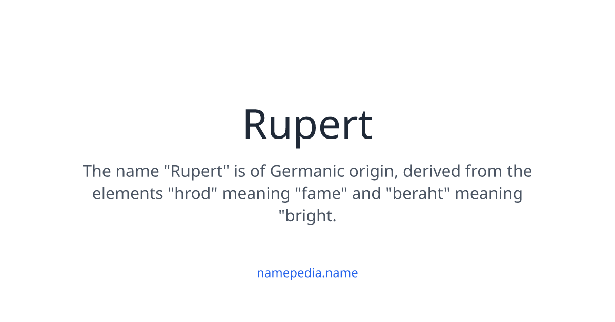 Rupert - Meaning, Nicknames, Origins and More | Namepedia