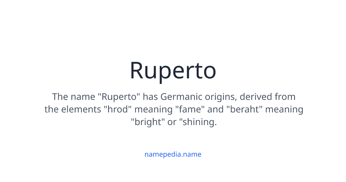Ruperto - Meaning, Nicknames, Origins and More | Namepedia