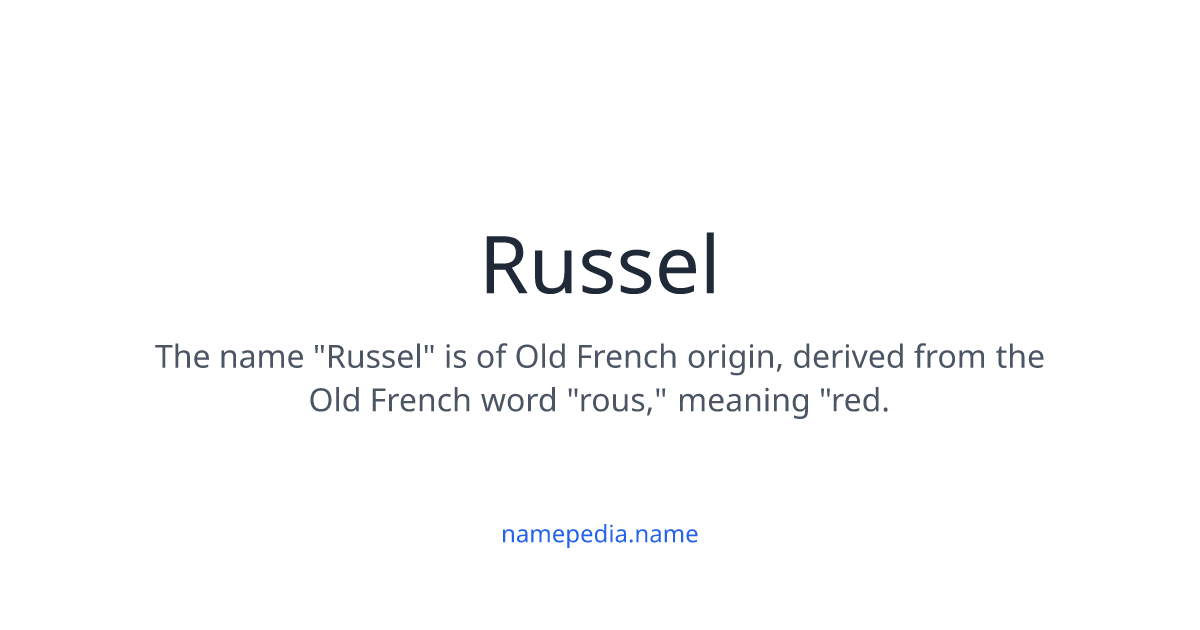 Russel - Meaning, Nicknames, Origins and More | Namepedia