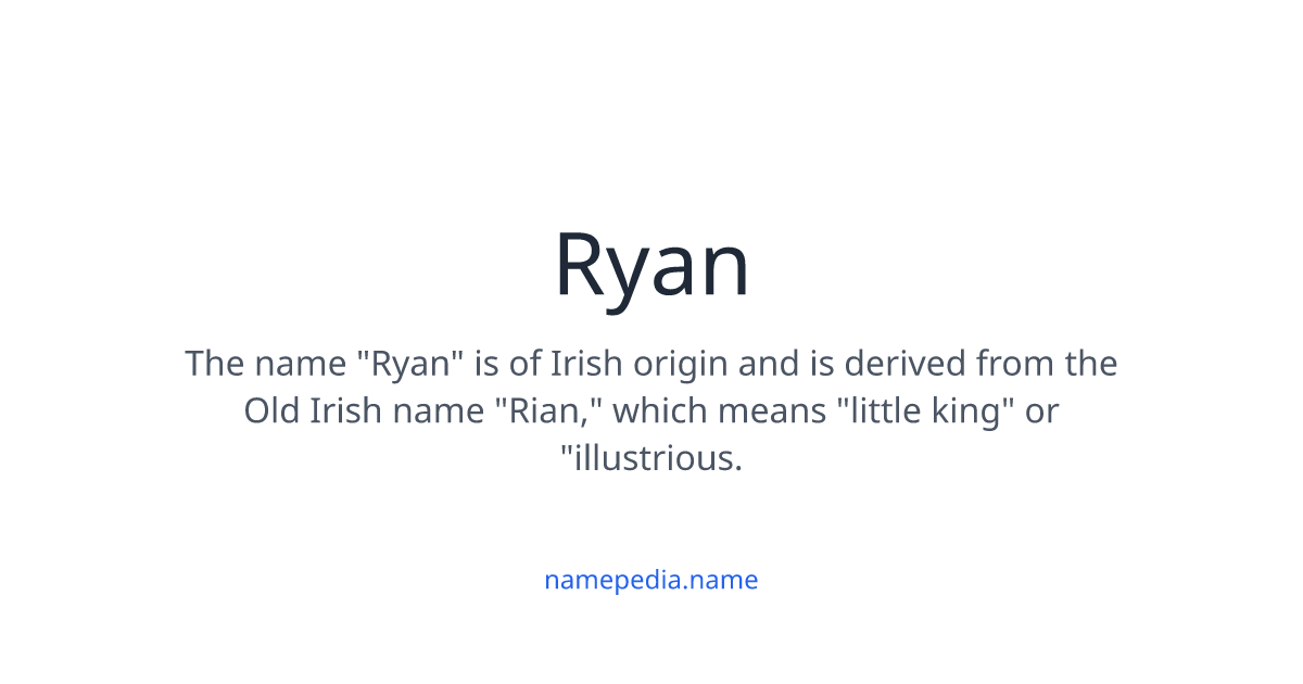 Ryan - Meaning, Nicknames, Origins and More | Namepedia
