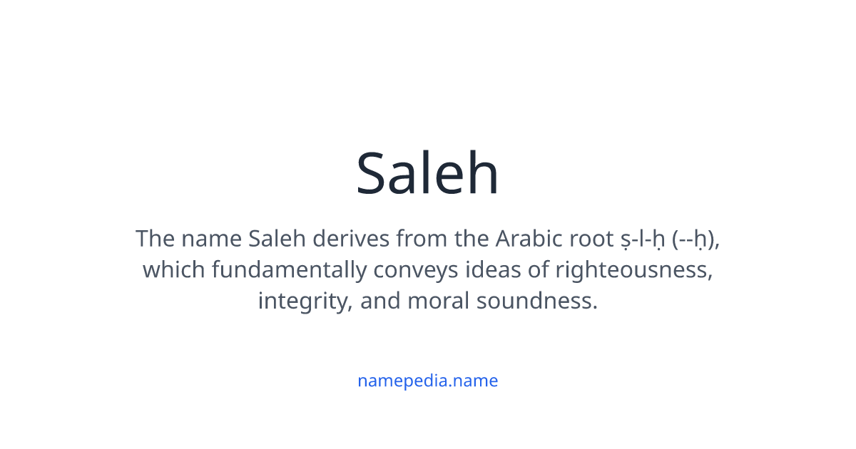 Saleh Meaning, Origin, Nicknames & Popularity | Namepedia