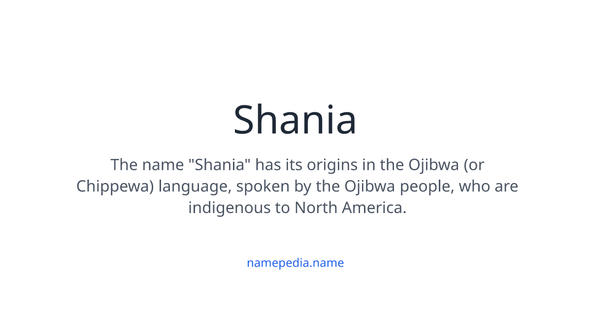 Shania - Meaning, Nicknames, Origins and More | Namepedia