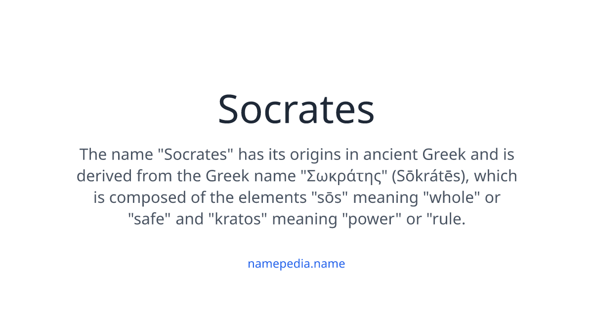 Socrates - Meaning, Nicknames, Origins and More | Namepedia