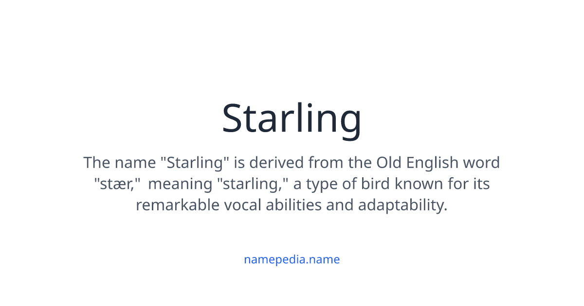 Starling Meaning, Origin, Nicknames & Popularity | Namepedia
