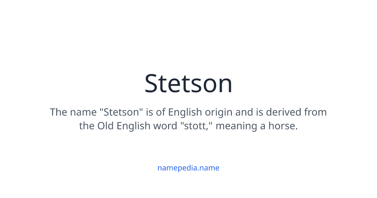 Stetson - Meaning, Nicknames, Origins and More | Namepedia