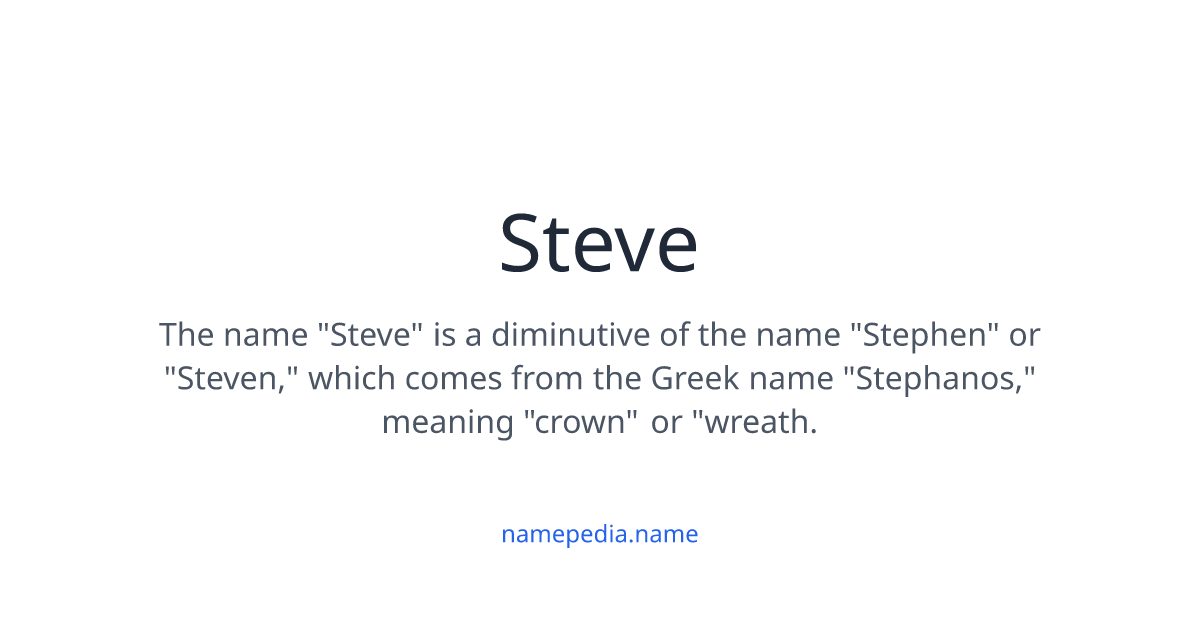 Steve Meaning, Origin, Nicknames & Popularity | Namepedia