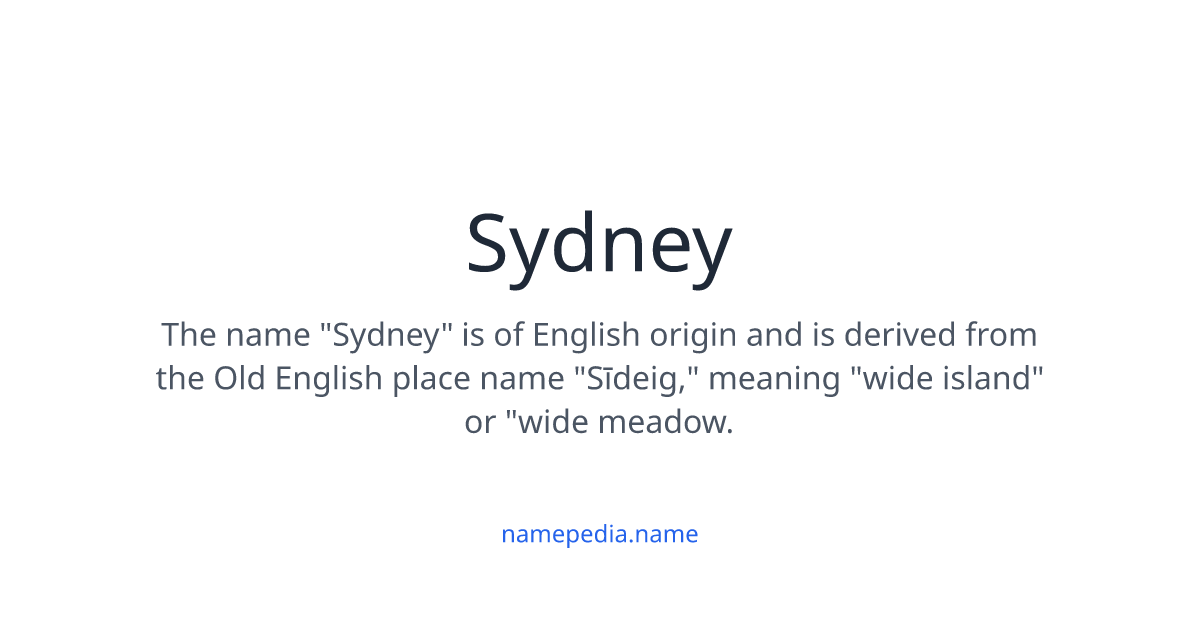 Sydney - Meaning, Nicknames, Origins and More | Namepedia