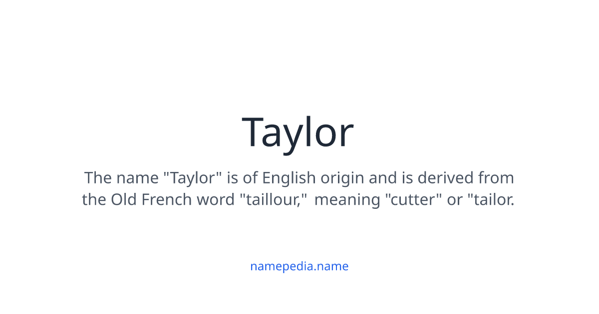 Taylor - Meaning, Nicknames, Origins and More | Namepedia
