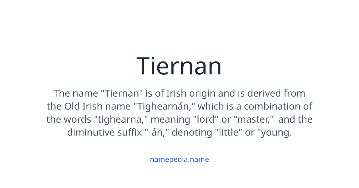 Tiernan - Meaning, Nicknames, Origins and More | Namepedia