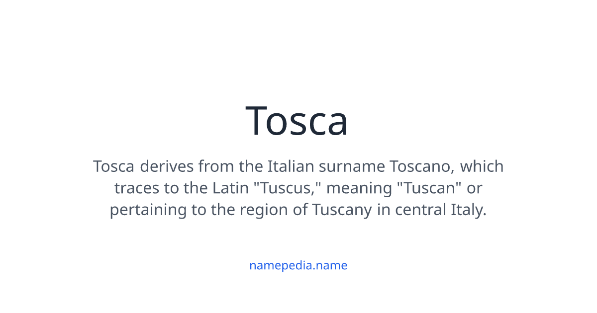 Tosca Meaning, Origin, Nicknames & Popularity | Namepedia