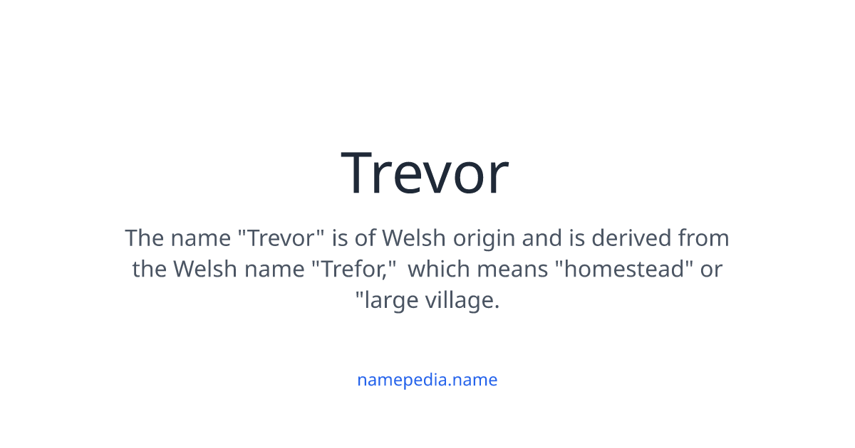 Trevor - Meaning, Nicknames, Origins and More | Namepedia